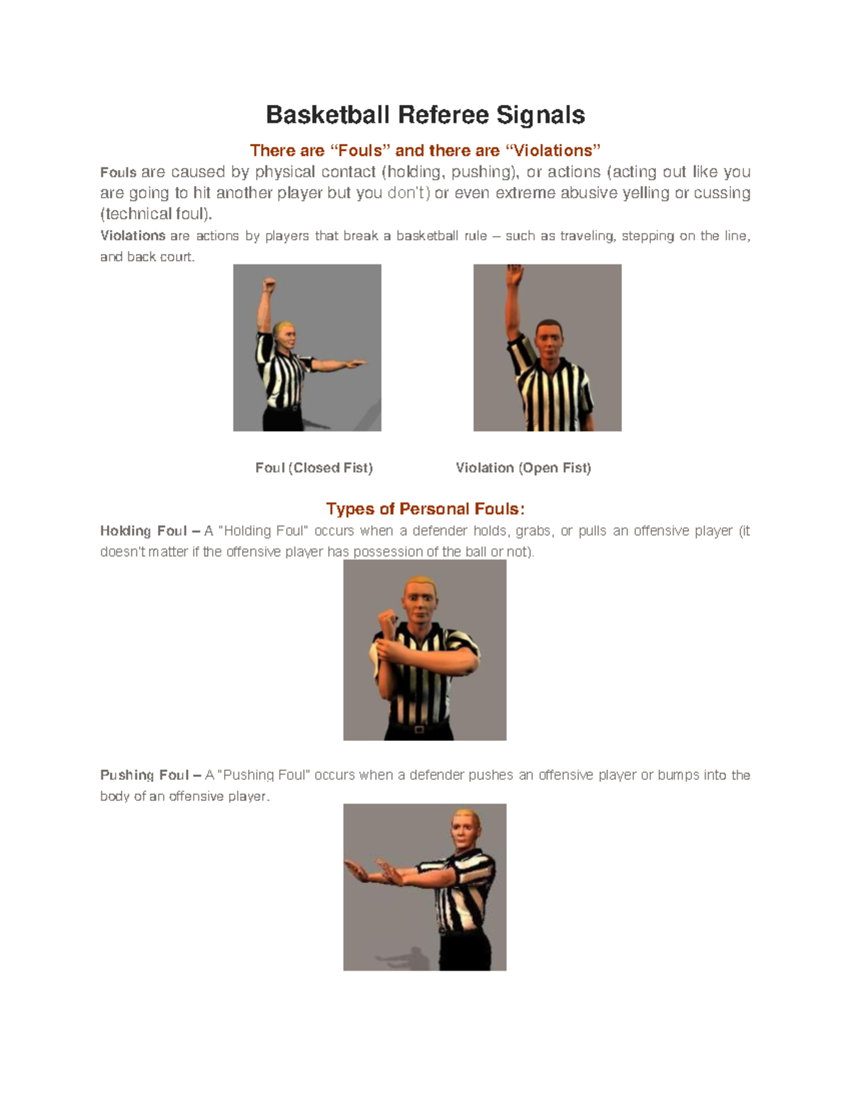 B a sketb a ll Referee Sign a ls - Basketball Referee Signals There are ...