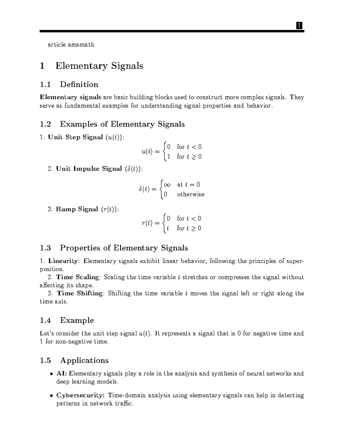 Signals asnd Systems Applications - article amsmath 1 Elementary ...