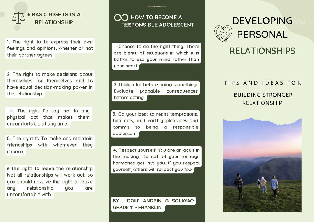 Personal Development Brochure - 6 BASIC RIGHTS IN A RELATIONSHIP ...
