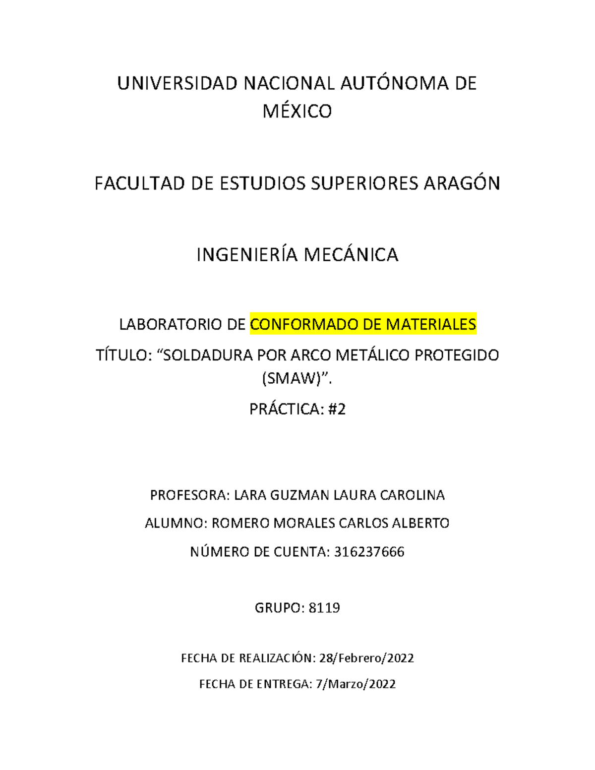 CARM Práctica 2 Pd Cd M - UNIVERSIDAD NACIONAL AUT”NOMA DE M.. FACULTAD DE ESTUDIOS SUPERIORES ...