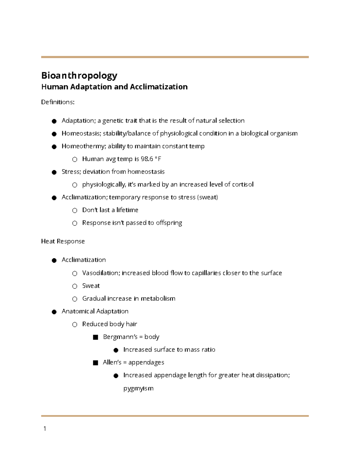 Bioanthropology - Bioanthropology Human Adaptation and Acclimatization ...