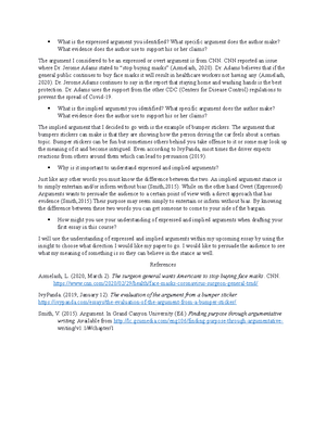 [Solved] specific example from the media of an expressed argument and ...