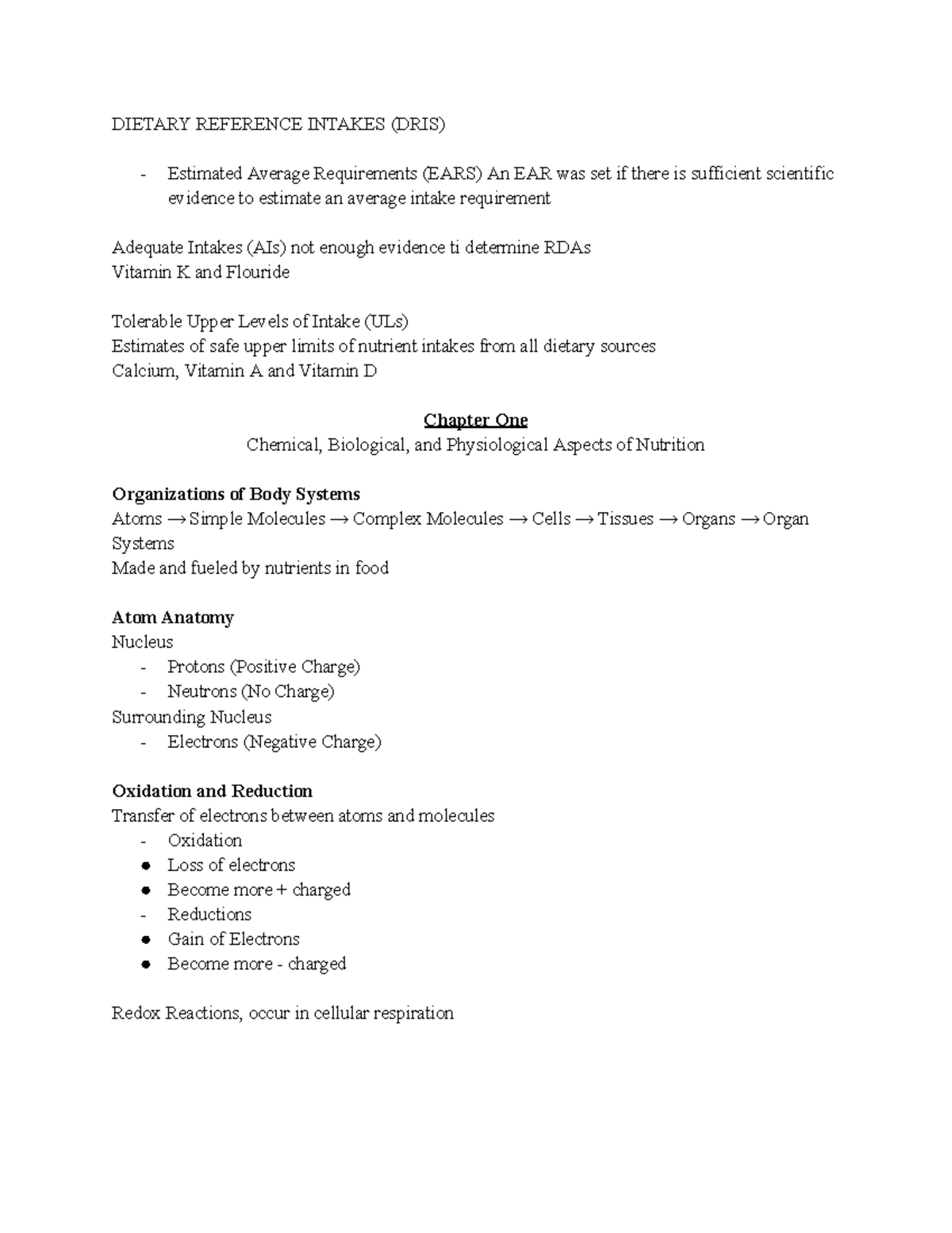Nutrition LEC. 01 - notes - DIETARY REFERENCE INTAKES (DRIS) Estimated ...