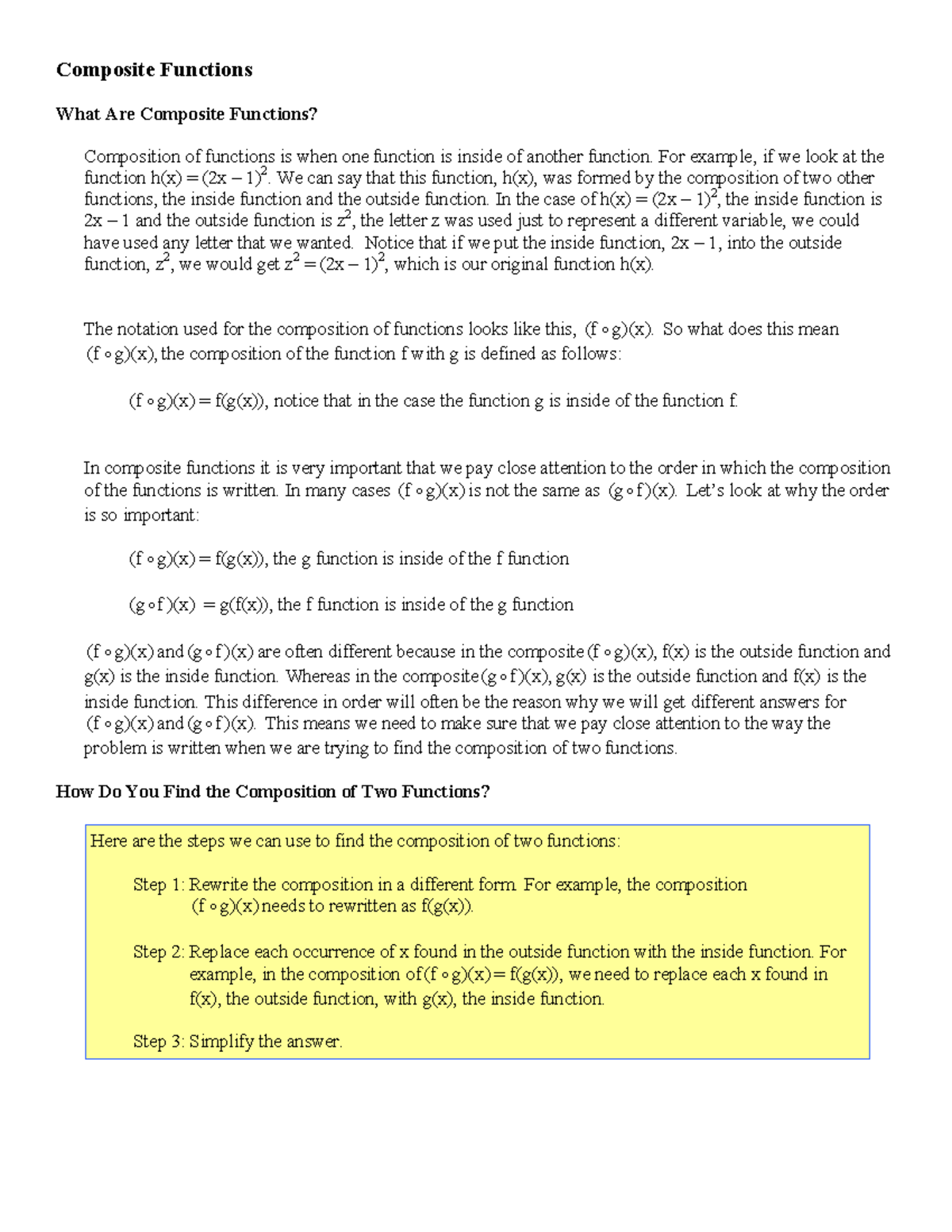 Composite functions intro - Composite Functions What Are Composite ...