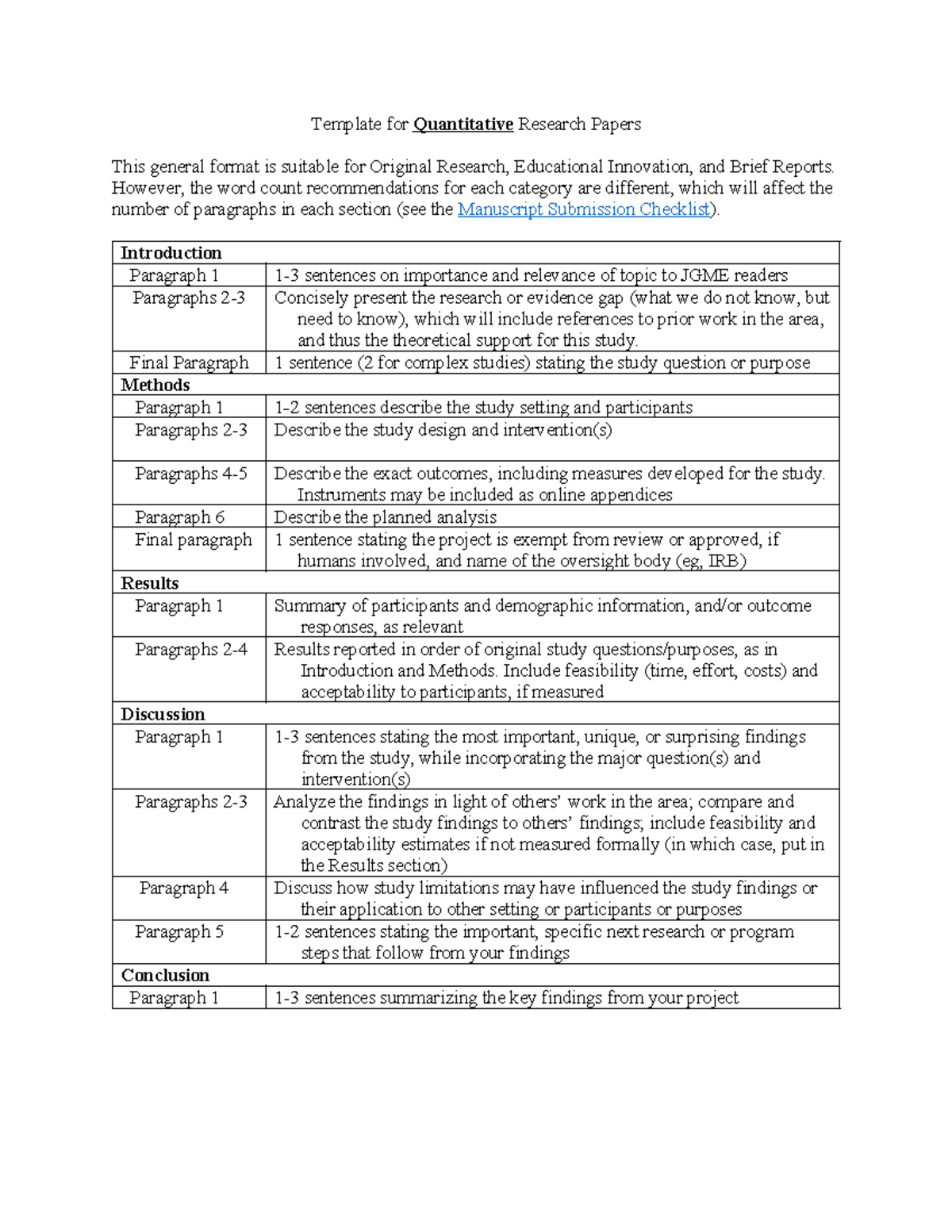 Quantitative Research Papers Template - Template for Quantitative ...
