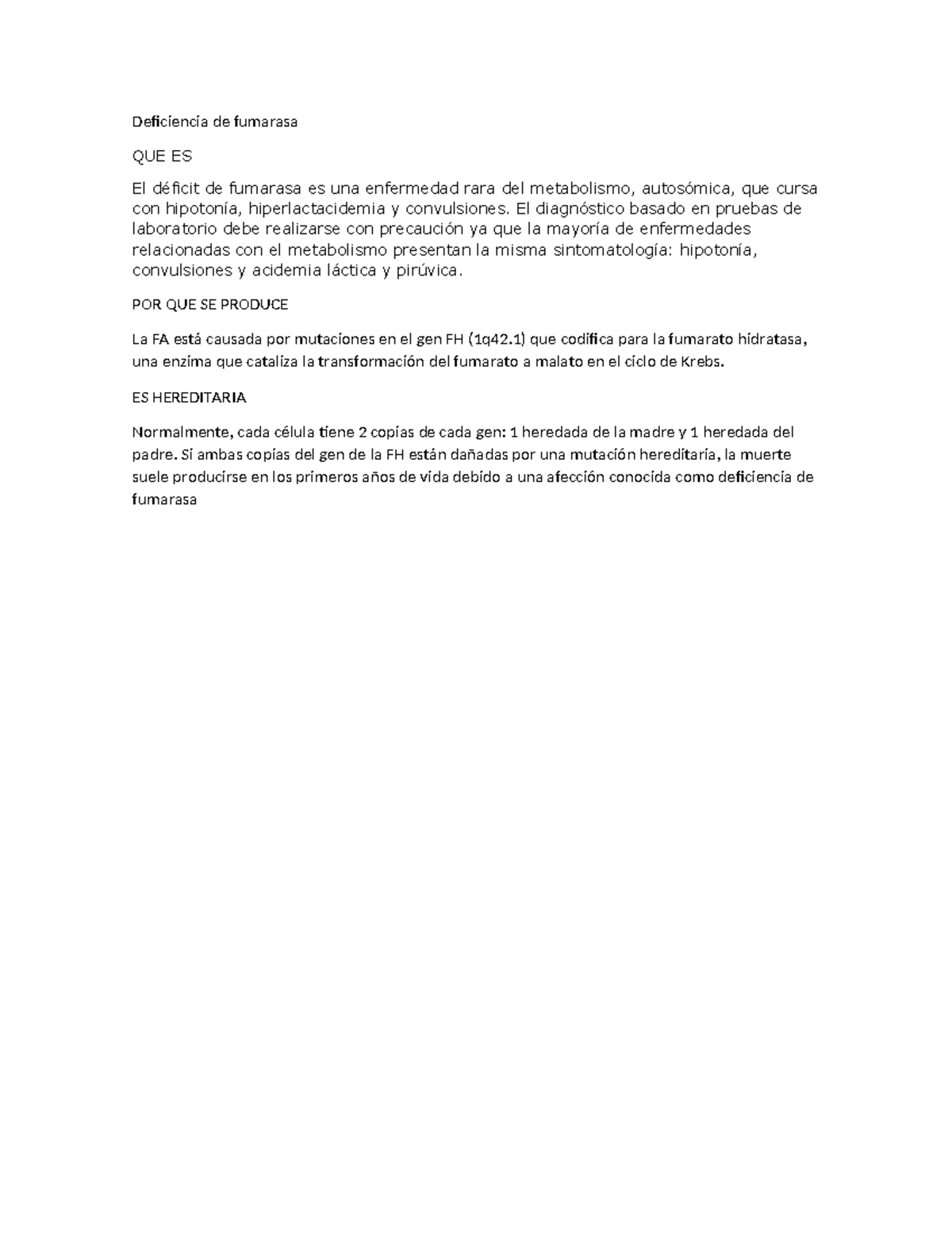 Deficiencia de fumarasa - El diagnóstico basado en pruebas de ...