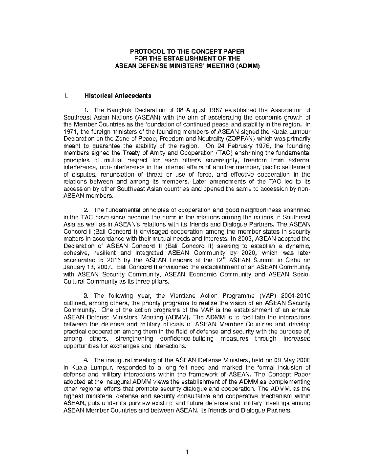 2. Protocol to the Concept Paper for the Establishment of the ADMM - 1 ...