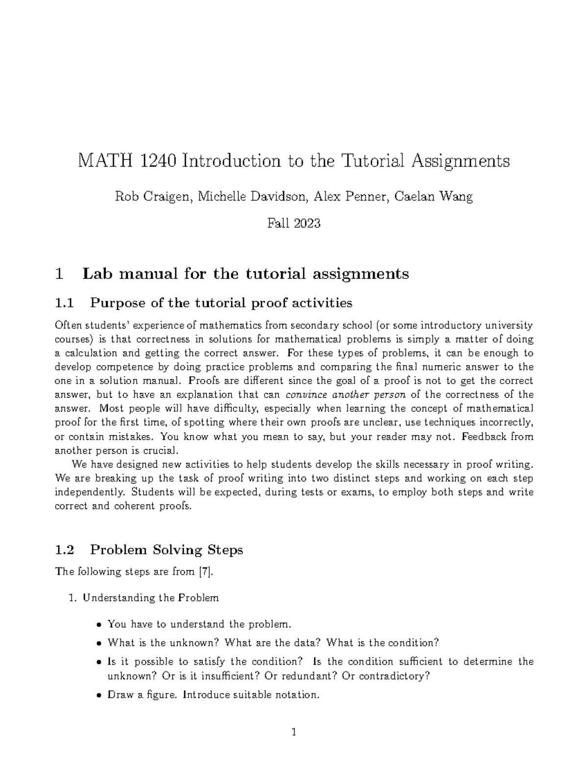 MATH 1240 - Lab Manual Summer 2024 Math - MATH 1240 Introduction to the ...