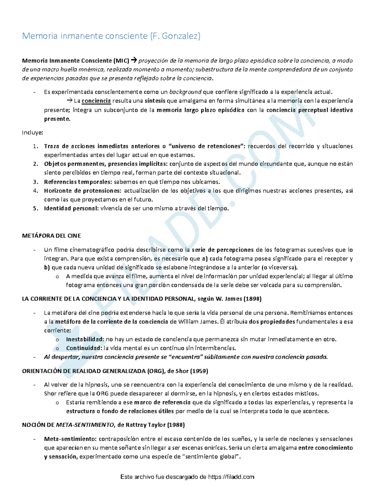 Memoria inmanente consciente - Resumen - Memoria inmanente consciente ...