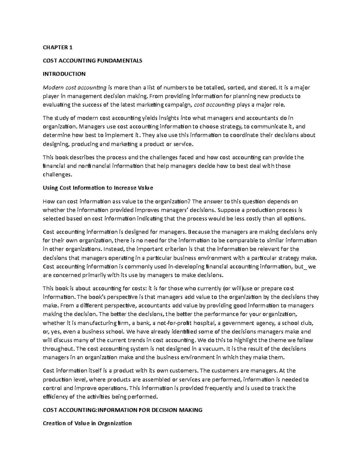 Document - This is I don't know the content - CHAPTER 1 COST ACCOUNTING ...