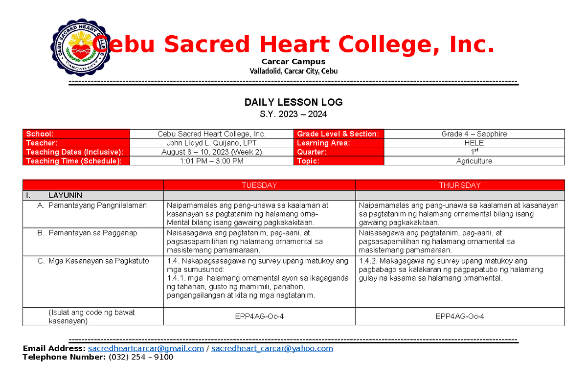 DLL HELE 4 Q1 W2 - For educational purposes. - Cebu Sacred Heart ...
