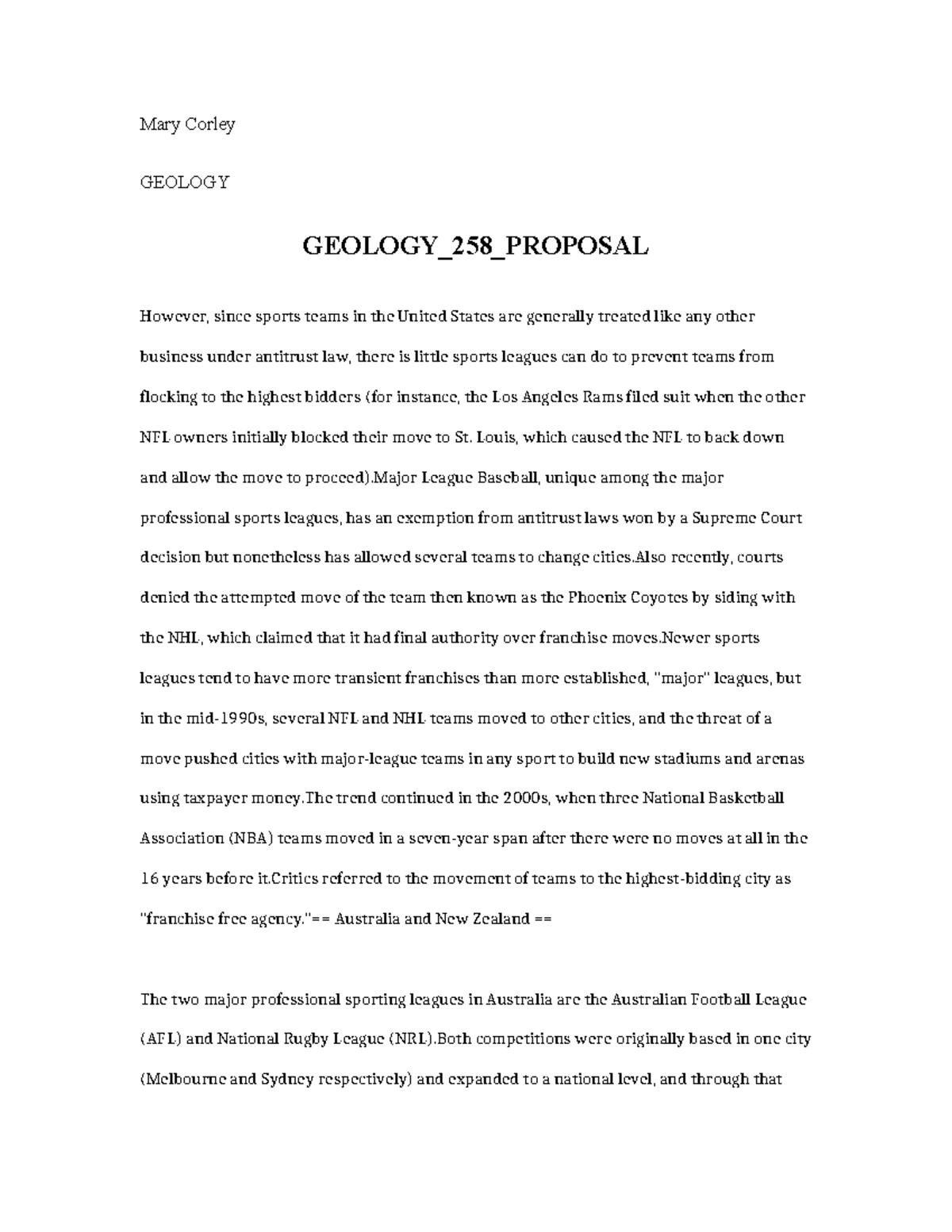 Geology 258 Proposal - abc - Mary Corley GEOLOGY GEOLOGY_258_PROPOSAL ...