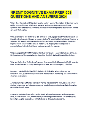 EMT NREMT Practice EXAM-433 Questions AND Answers 2024 - EMT NREMT ...