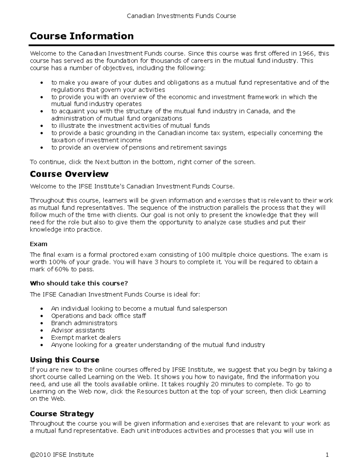 IFIC - notes about the basic over view. - Course Information Welcome to ...