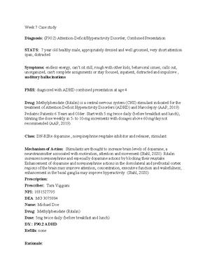 Week 3 case study - Week 3 case study - Schizophrenia, unspecified F20. 1 Application a. Drug to ...