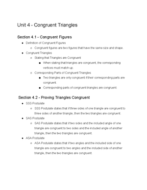 Geometry Unit 6 Notes - Similar Triangles - Unit 6 - Similar Triangles ...