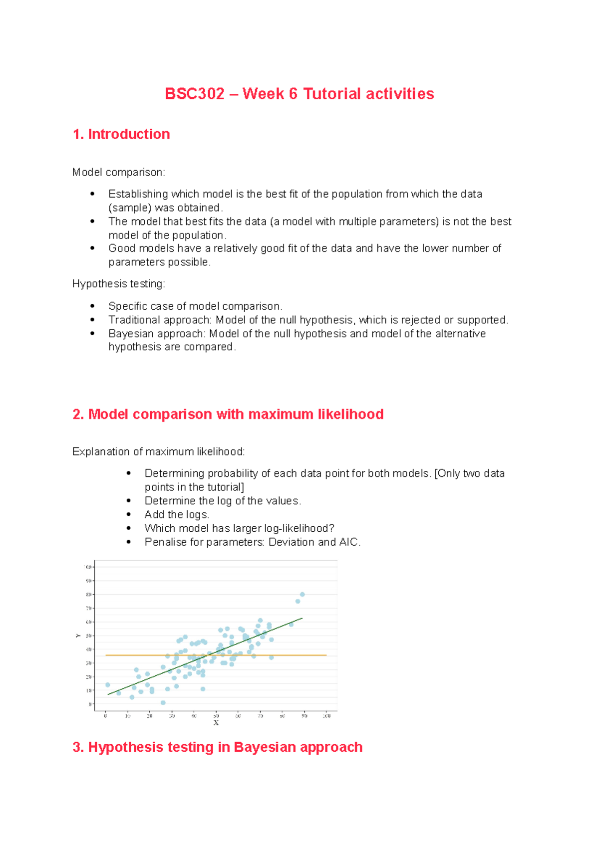 BSC302 Week6 Tutorial Activities - BSC302 – Week 6 Tutorial activities 1. Introduction Model ...