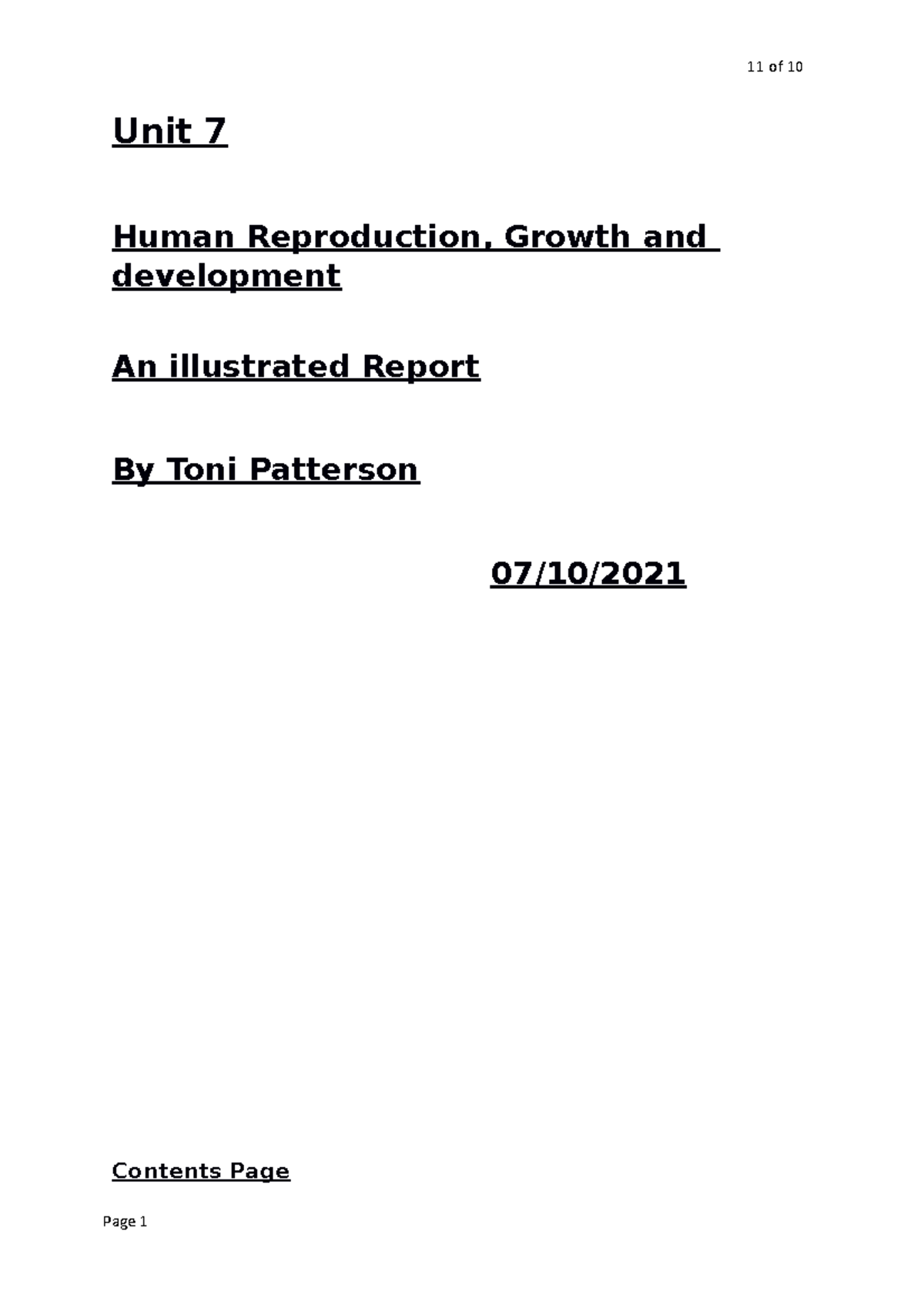 Unit 7 Human Reproduction, Growth and Development - Unit 7 Human ...
