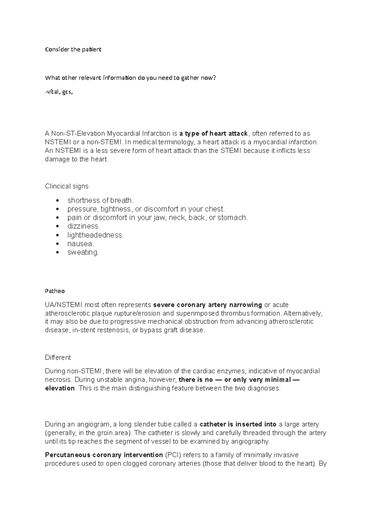 Consider the patient - Lecture notes 2 - Consider the patient What ...