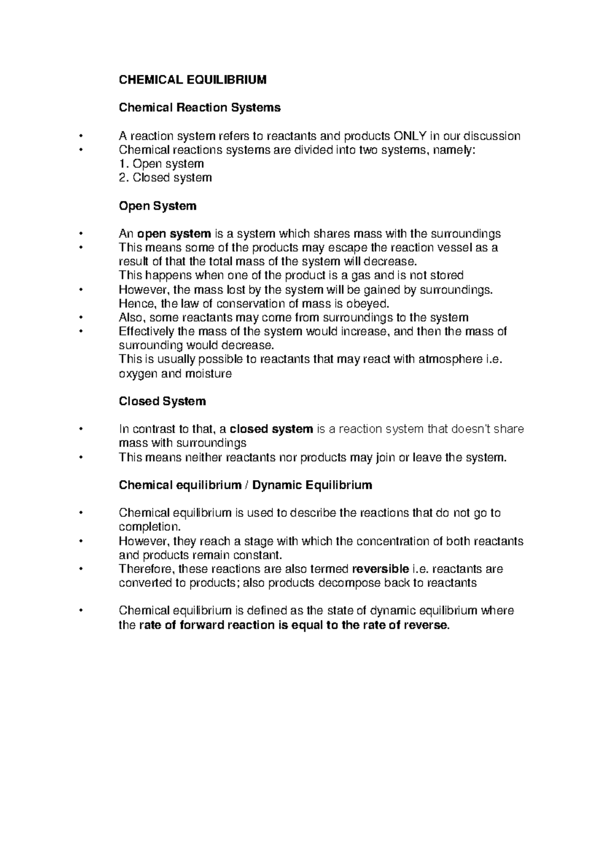 Chemical Equilibrium jit - CHEMICAL EQUILIBRIUM Chemical Reaction ...