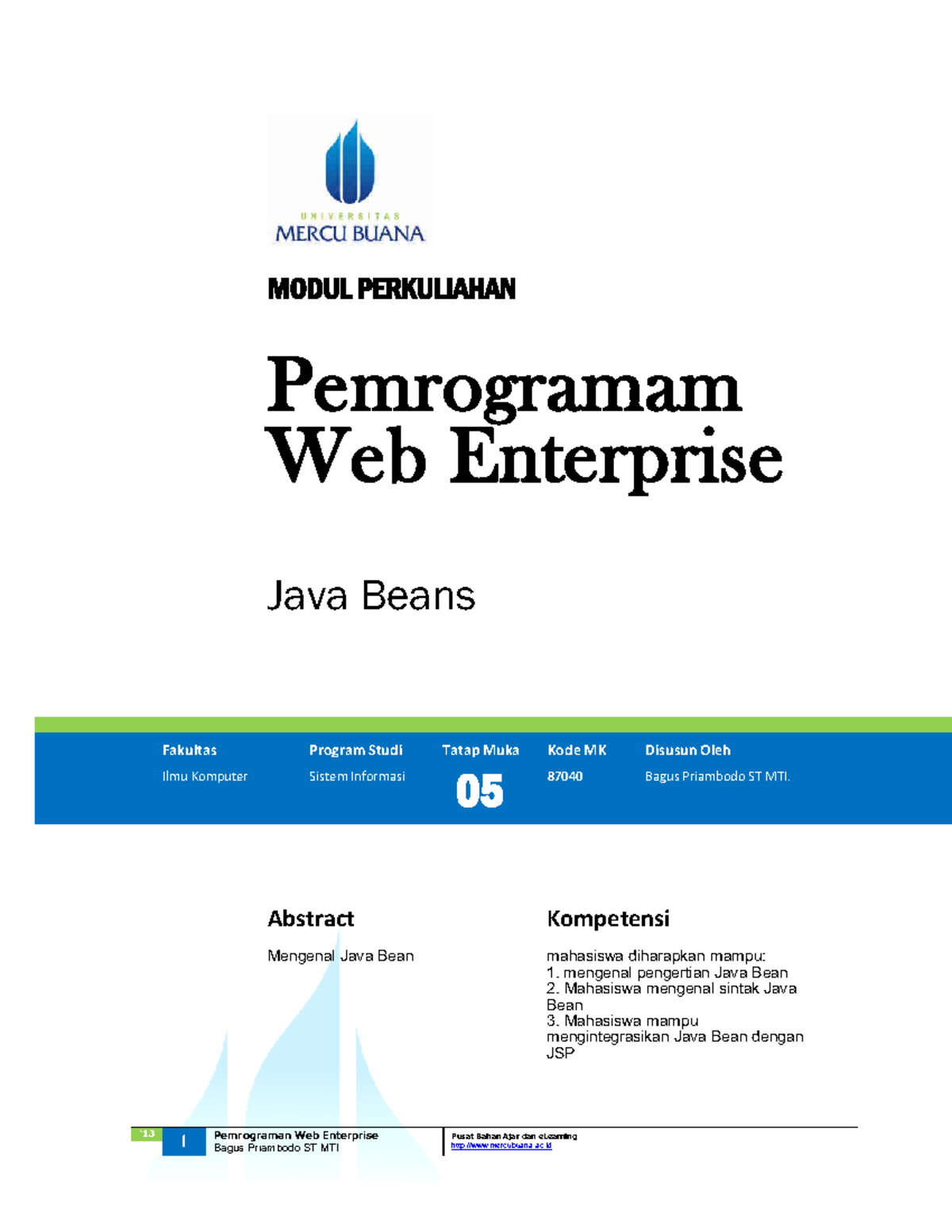 Modul Pemrograman Web Enterprise GJ 1314TM5 - ‘ 1 Pemrograman Web ...