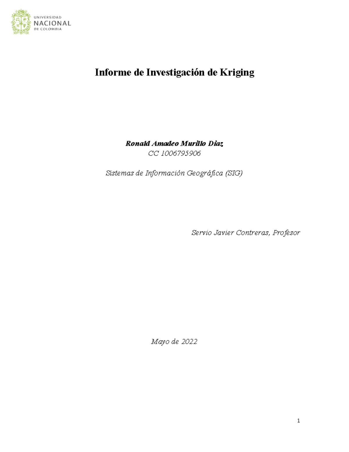 Krigging Que es? - Informe de Investigación de Kriging Ronald Amadeo ...