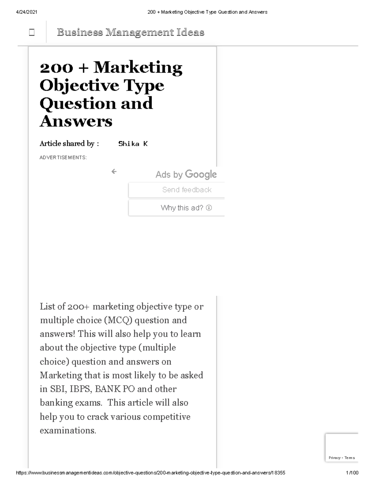 200 + Marketing Objective Type Question and Answers - ฀฀ Business ...