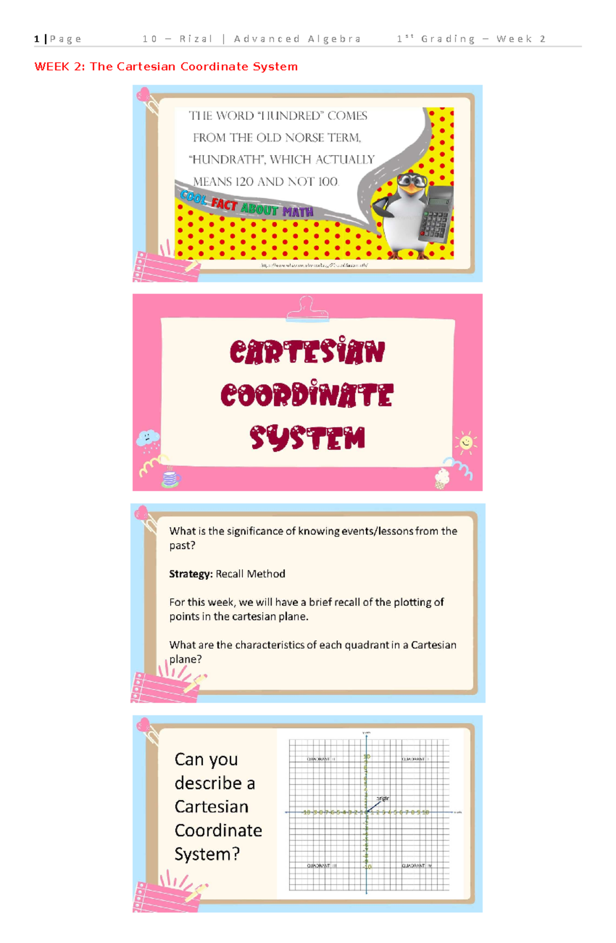 Week 2 - Advance Algebra 1st Grading - High School - WEEK 2: The ...