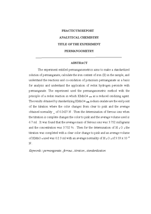 Determination of Calcium Using THE AAS Method lab report - PRACTICUM ...