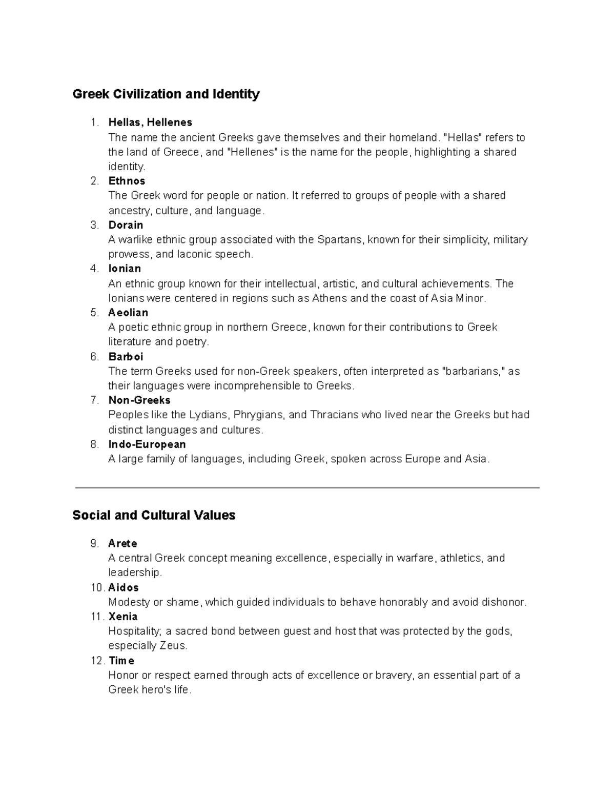 CL 101 Notes - Terms for Midterm 1 - Greek Civilization and Identity ...