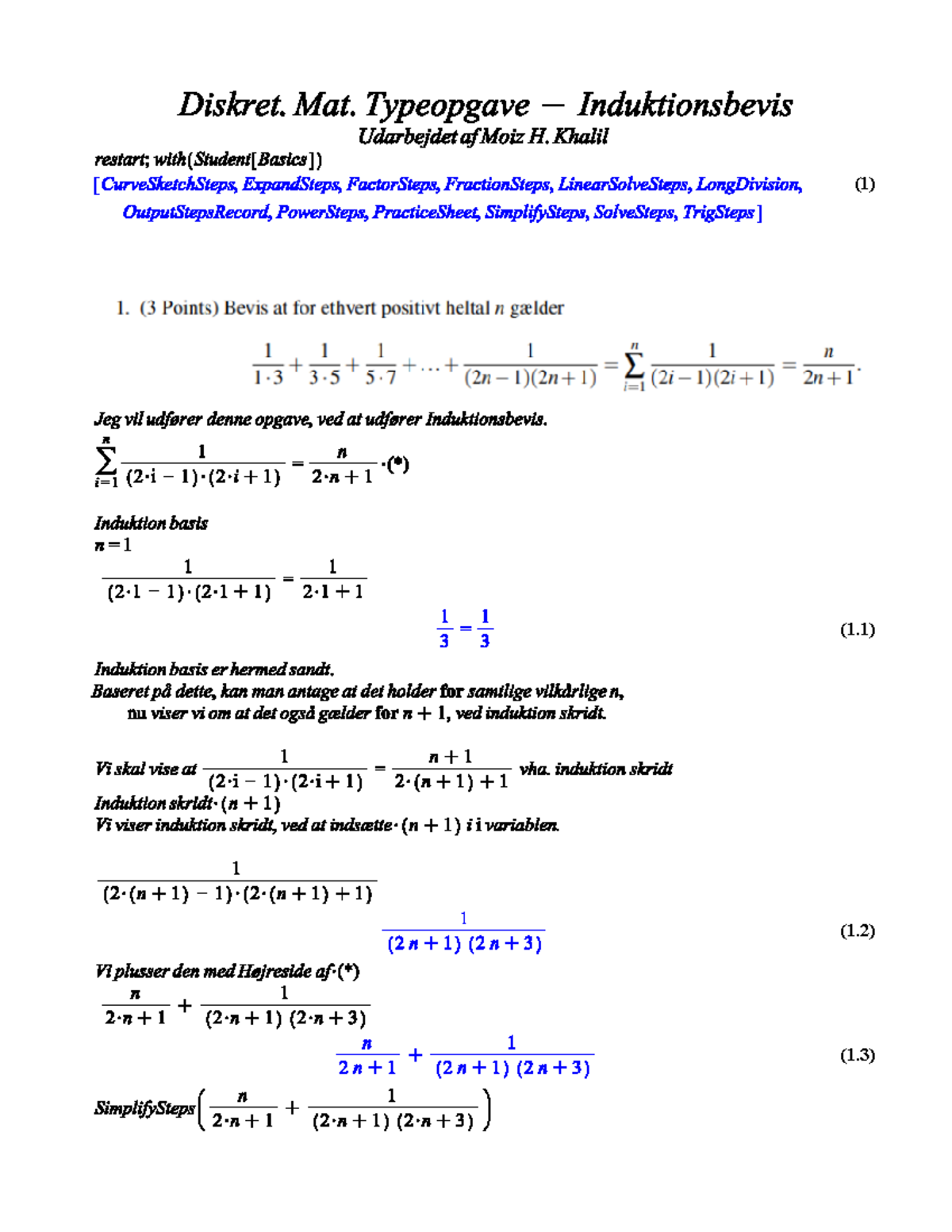 Diskret Mat Typeopgaver - Induktionsbevis - (1)(1) (1)(1) (1)(1) (1)(1 ...