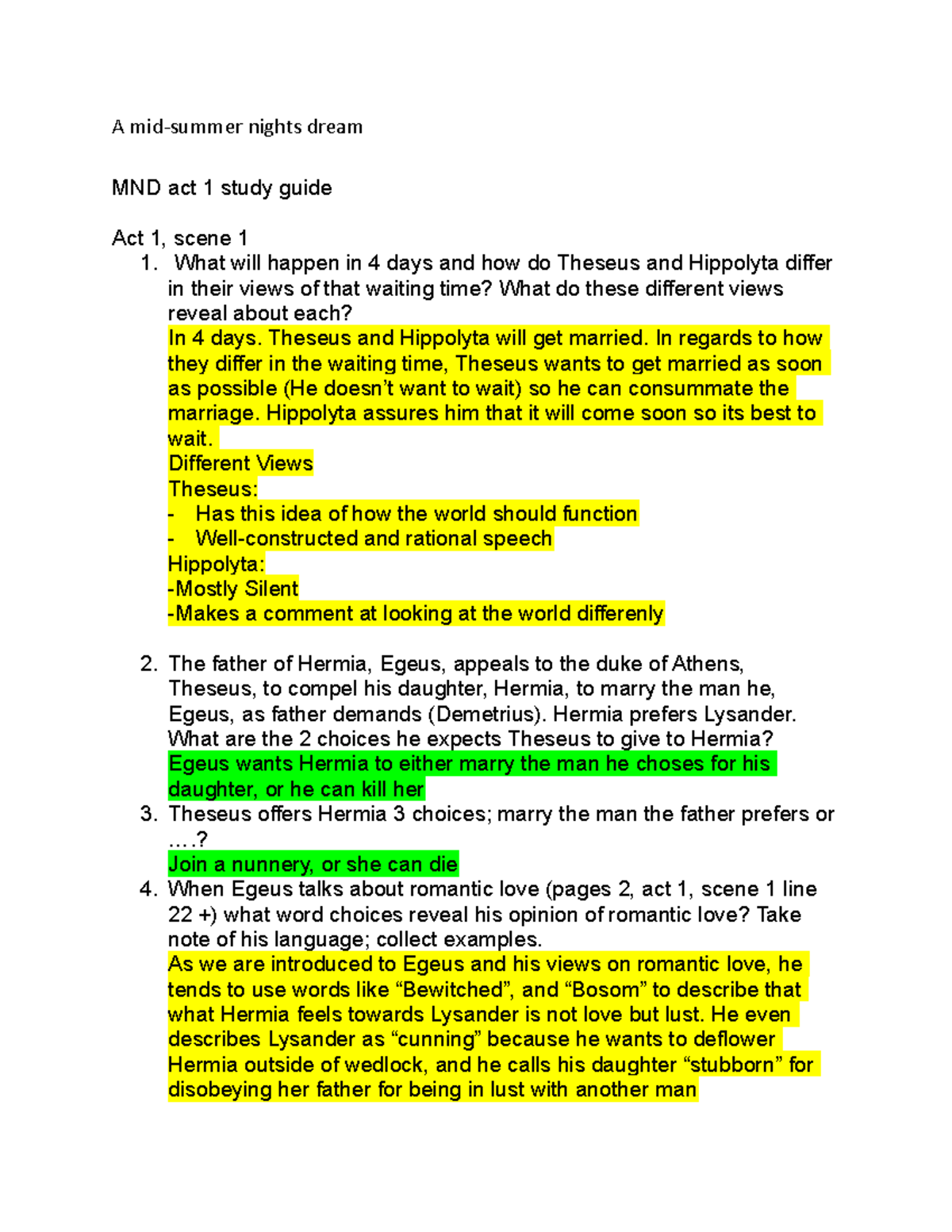 A mid summer nights dream Texts and Contexts Act 1 Scene 1 - A mid ...