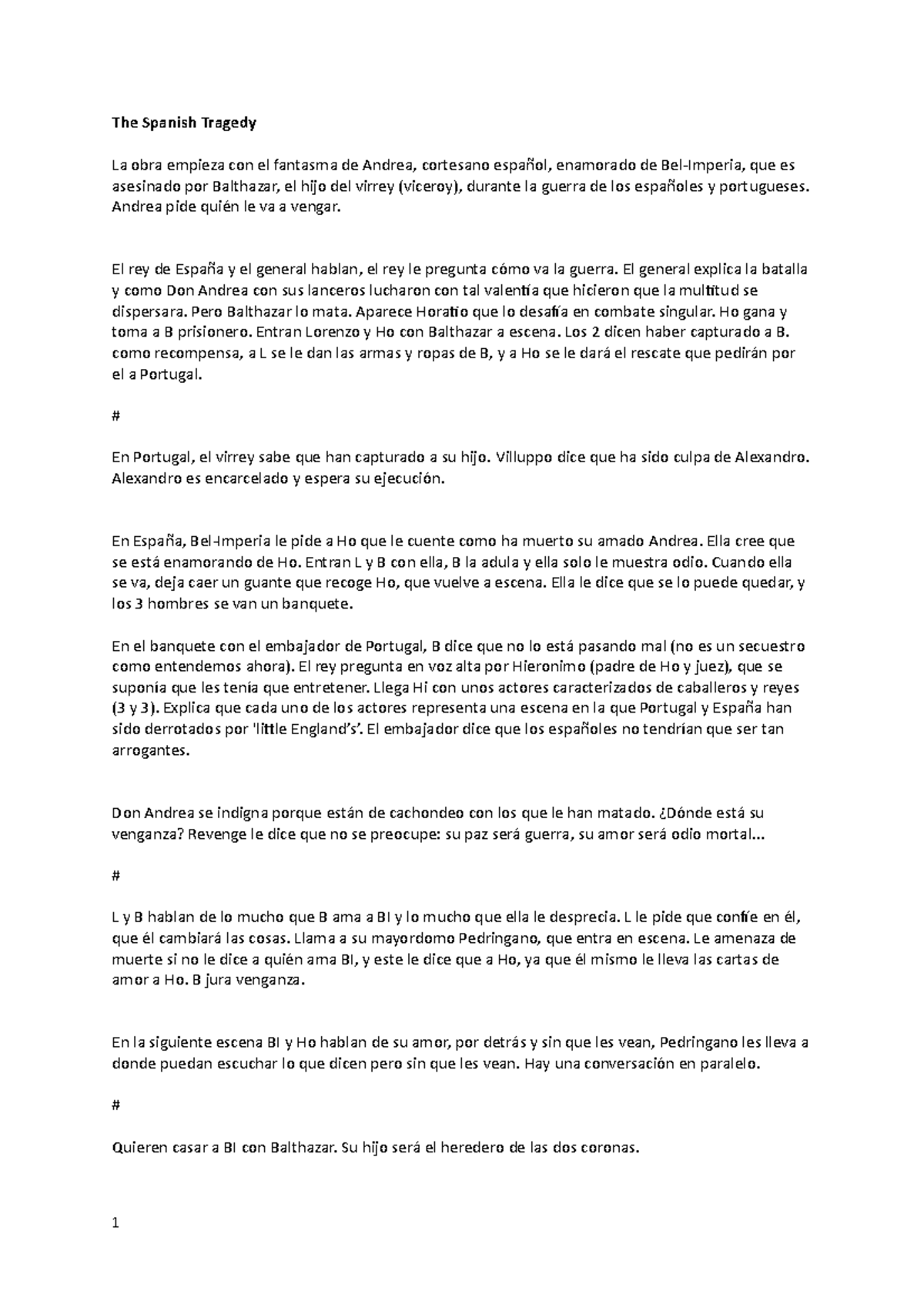 The Spanish Tragedy Notas - The Spanish Tragedy La obra empieza con el ...