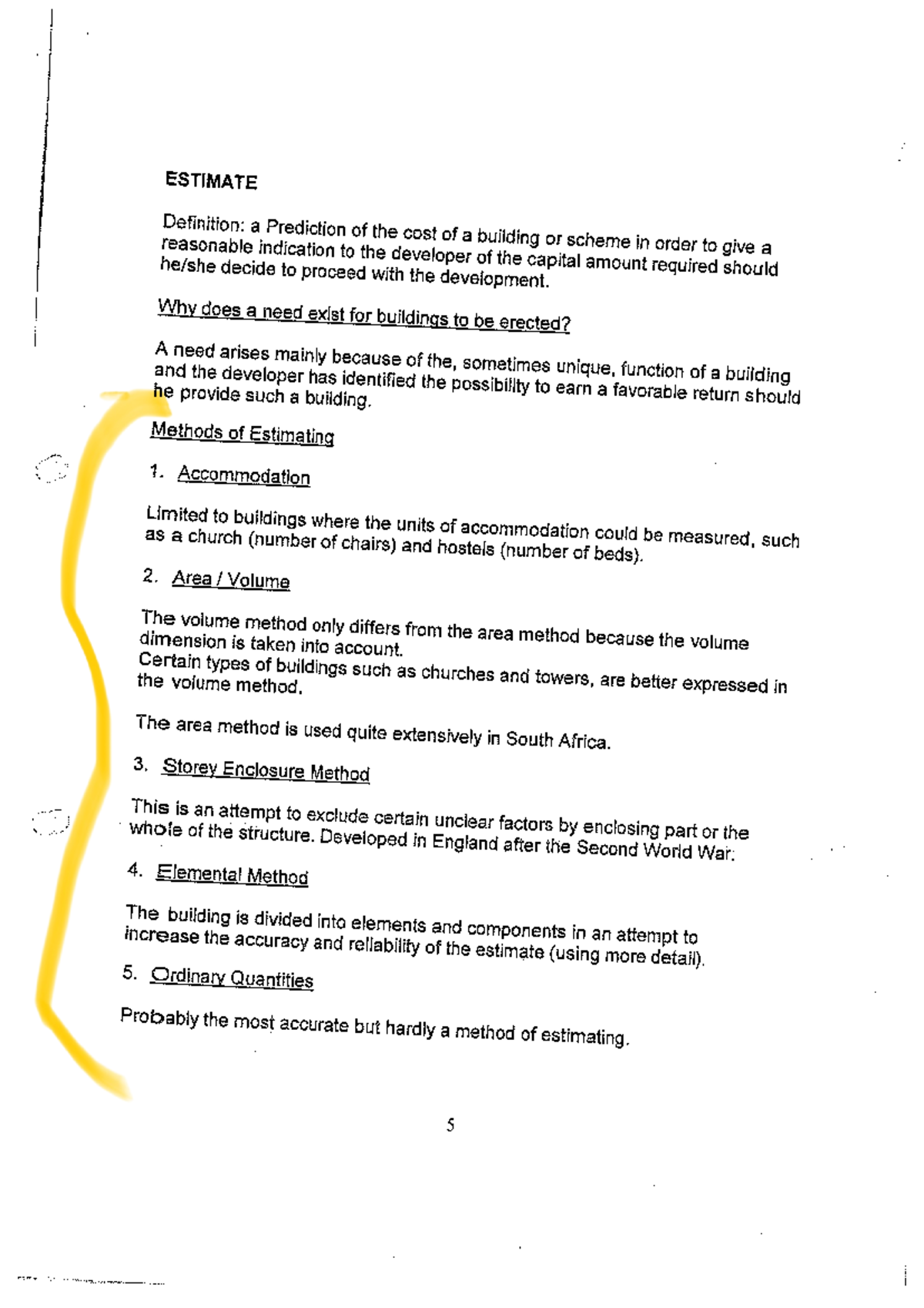 Estimating Methods Extra Notes - ESTIMATE Definition: a Prediction of ...