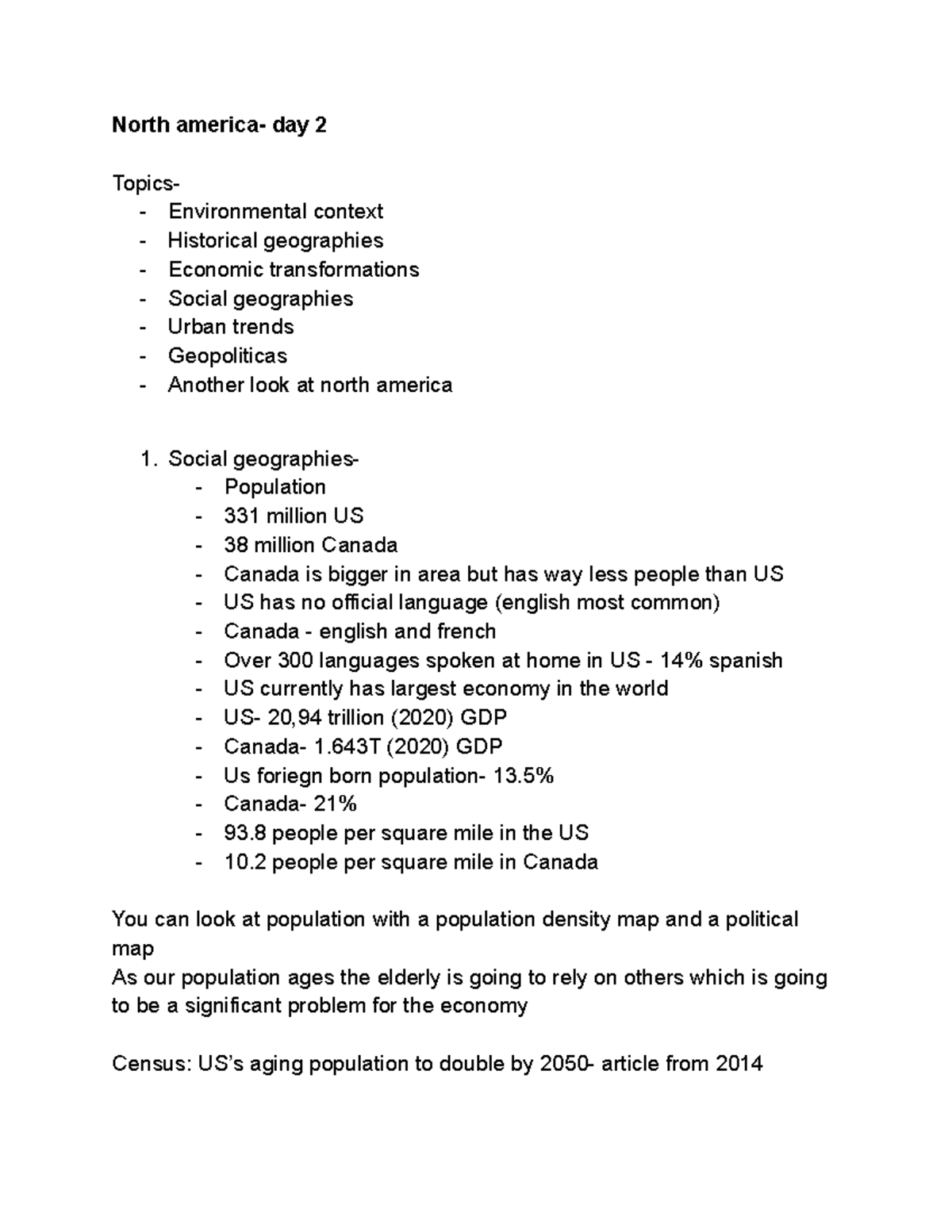 North america day 2 notes - North america- day 2 Topics- Environmental ...