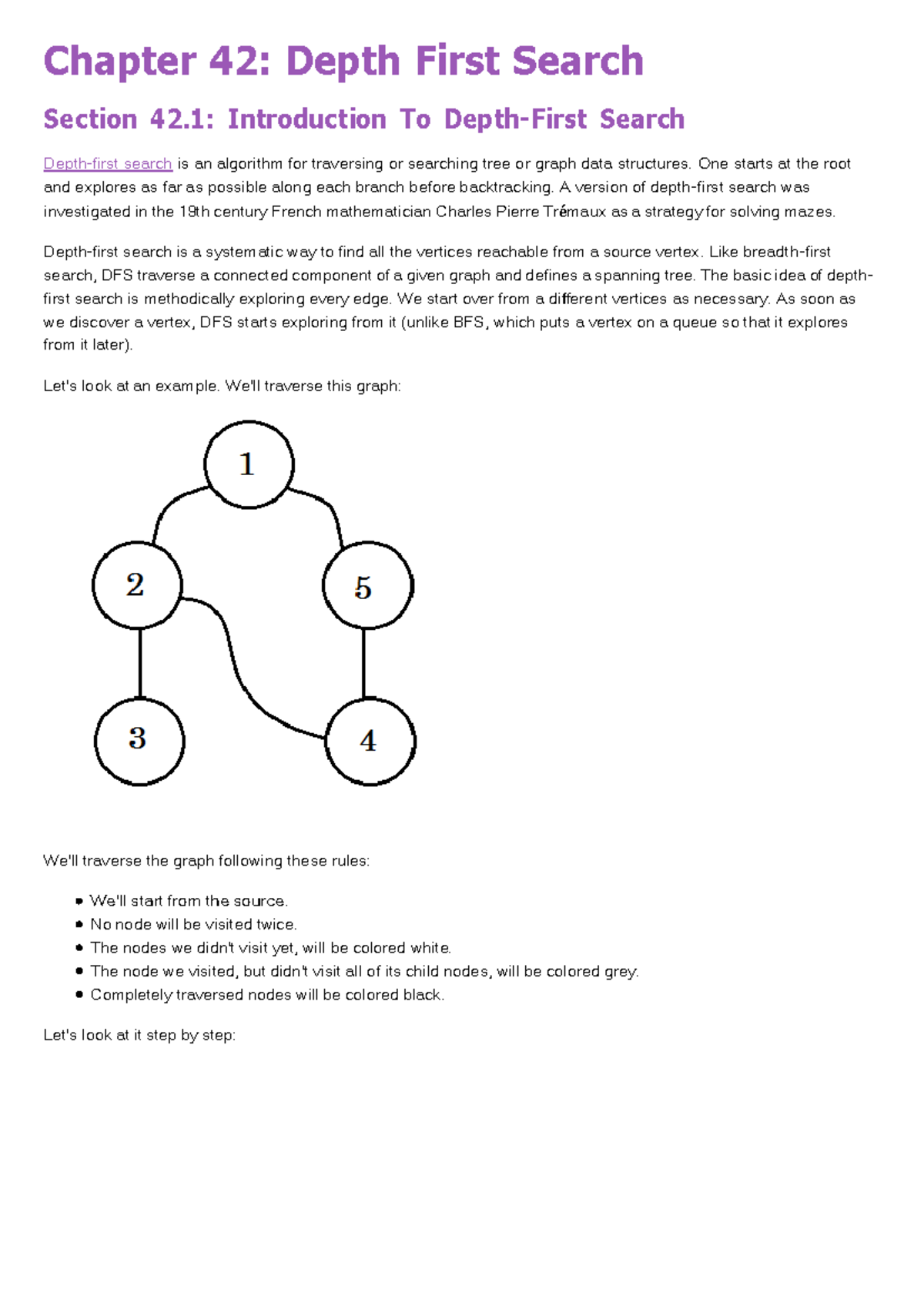 Algorithms 16 - Chapter 42: Depth First Search Section 42: Introduction To Depth-First Search ...