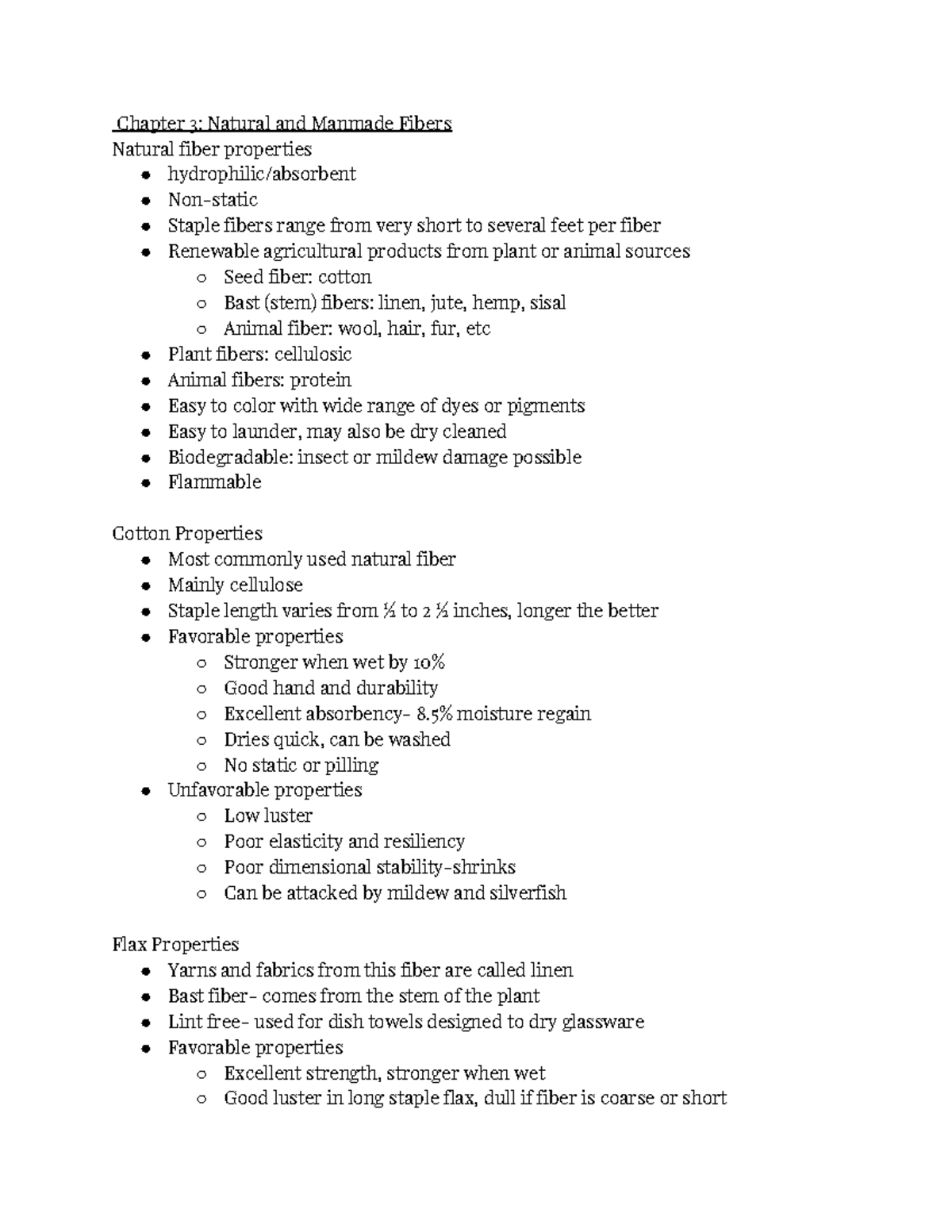 Textiles chapter 3 - Chapter 3: Natural and Manmade Fibers Natural ...