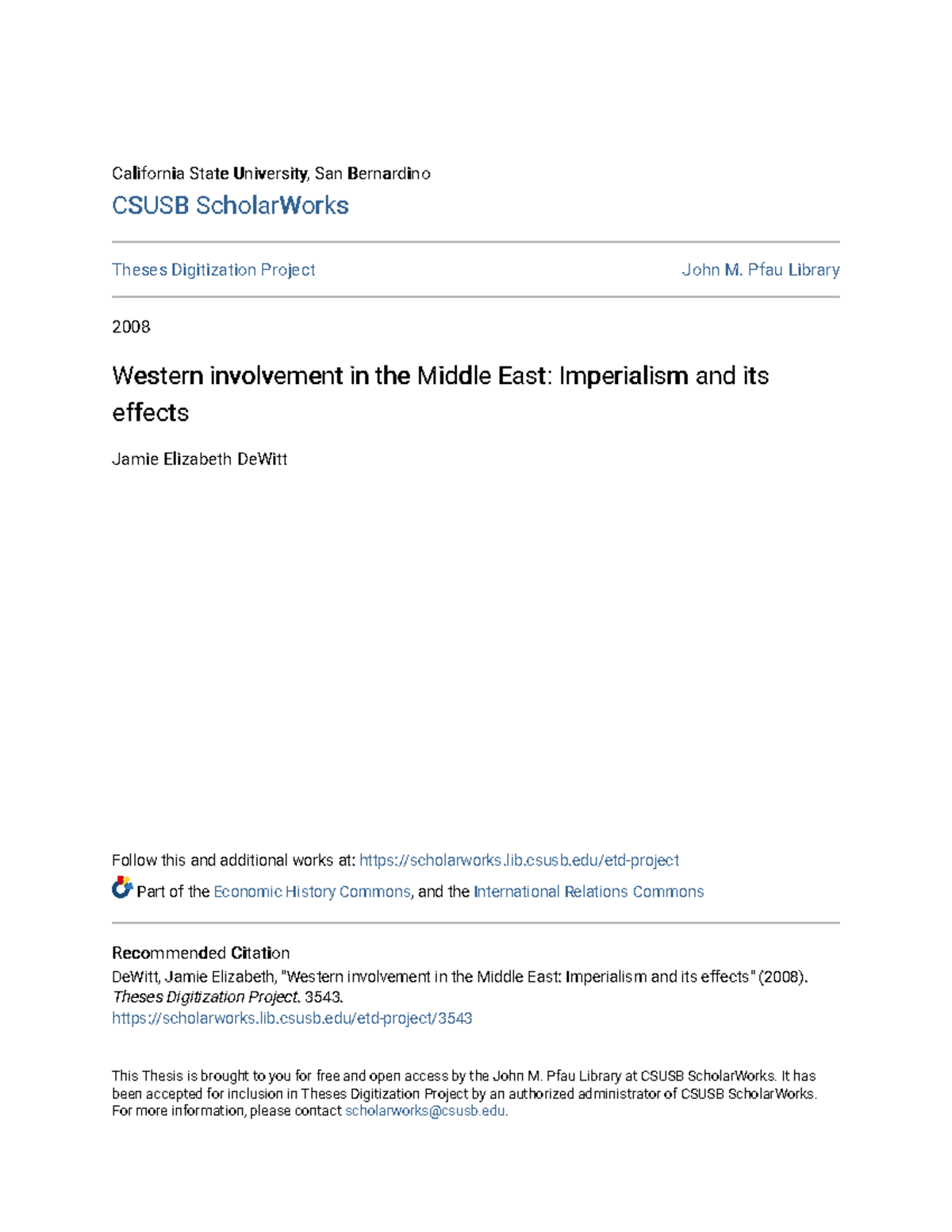 Western involvement in the Middle East Imperialism and its effec ...