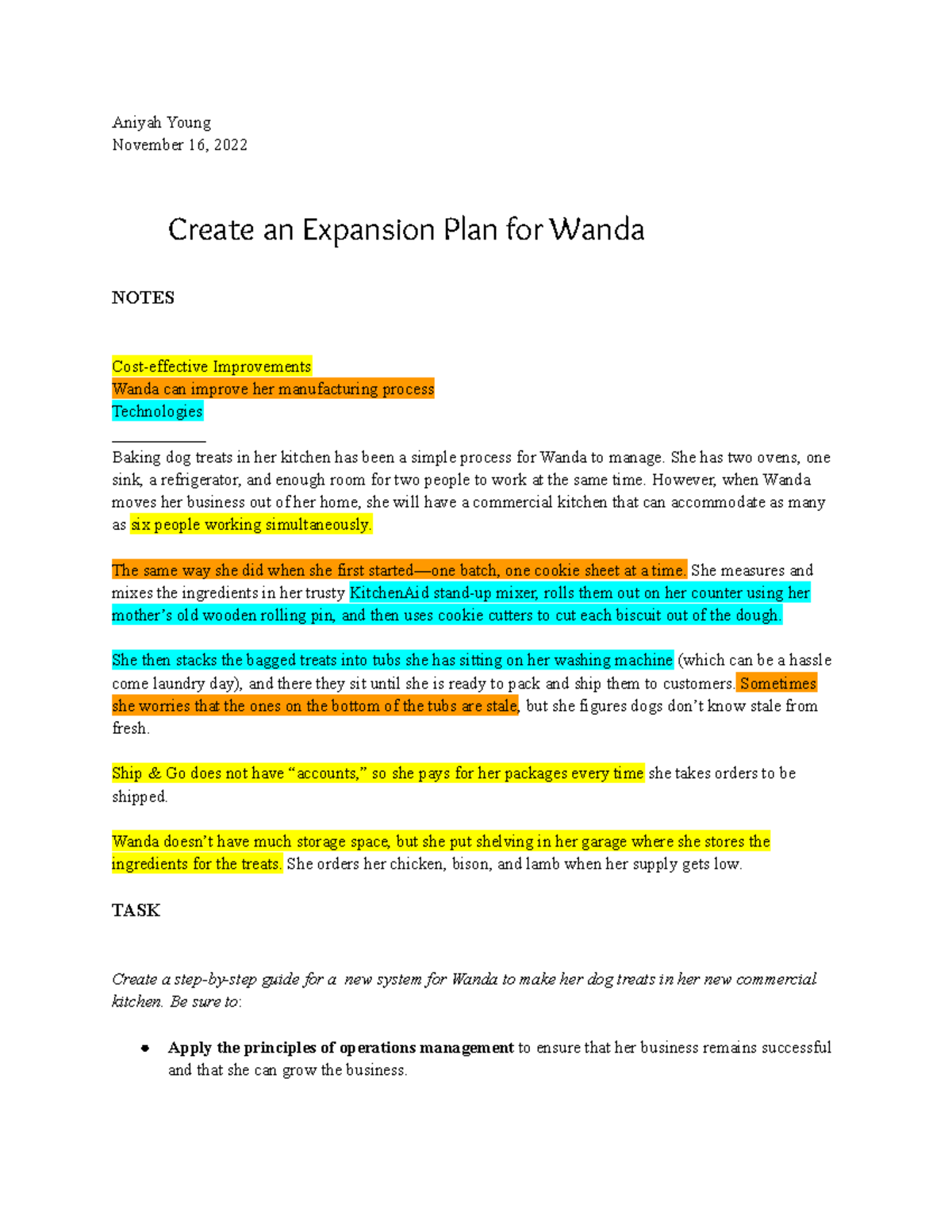WEEK 12 Assignment Chapter 14 - Aniyah Young November 16, 2022 Create an Expansion Plan for ...