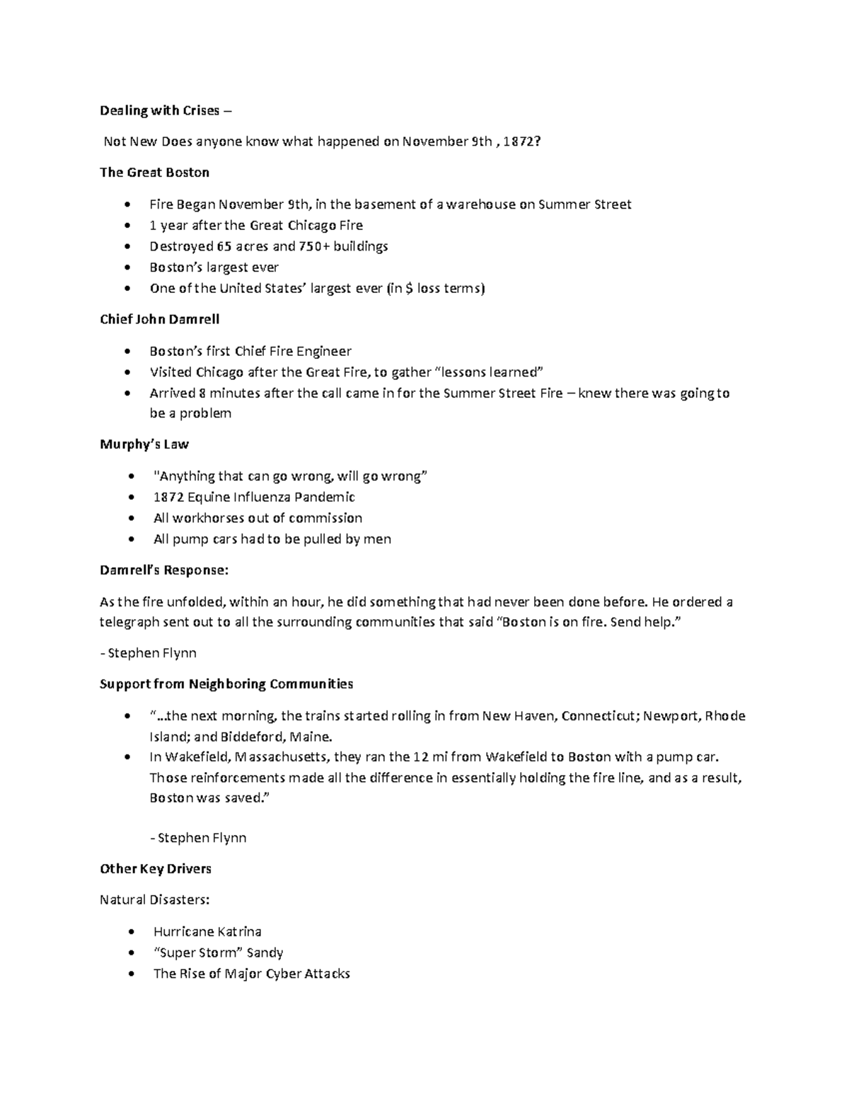 Dealing with Crises - These notes talk about how people in the field ...