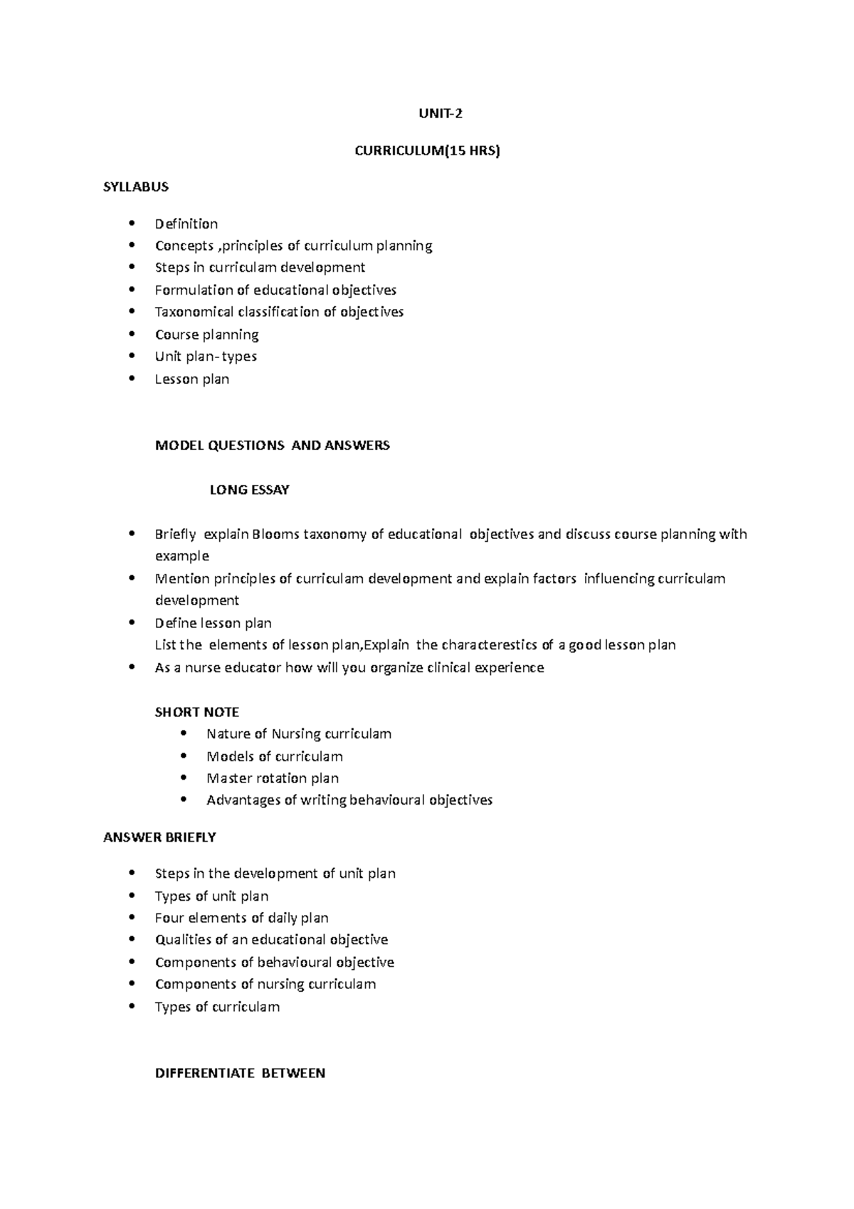 UNIT 2 Curriculum - UNIT- CURRICULUM(15 HRS) SYLLABUS Definition ...