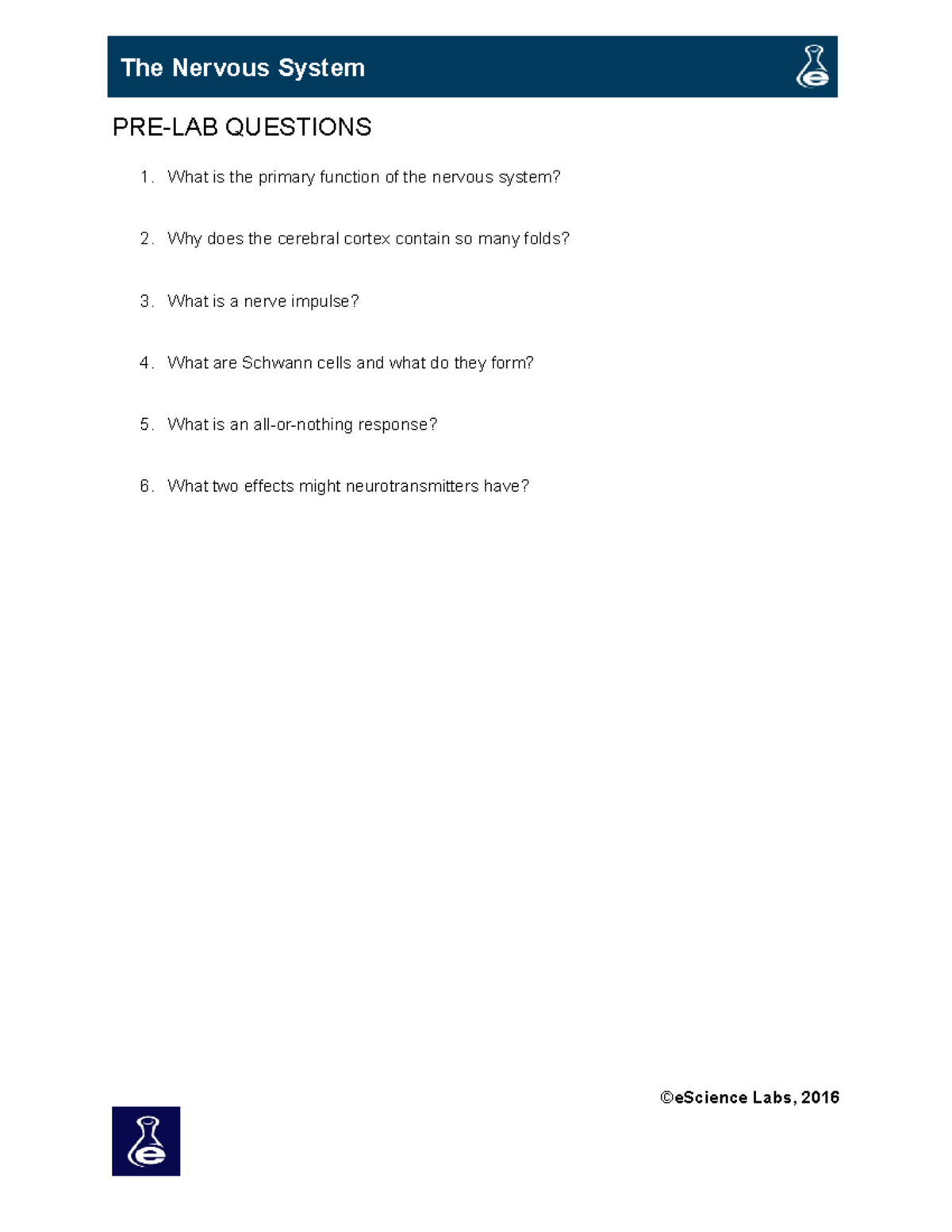 AP 5069 L08 Nervous - lab notes - PRE-LAB QUESTIONS 1. What is the ...