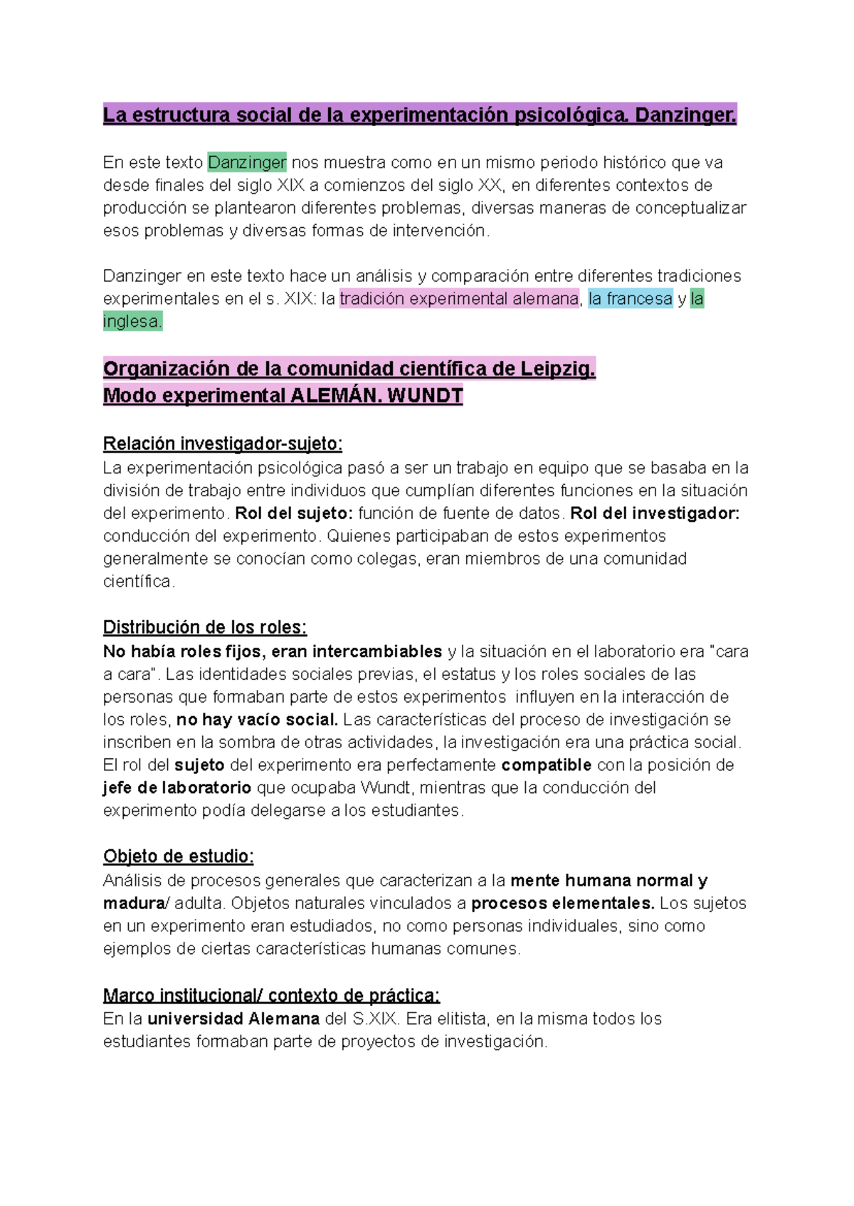 La estructura social de la experimentación psicológica. Resumen - Danzinger. En este texto ...