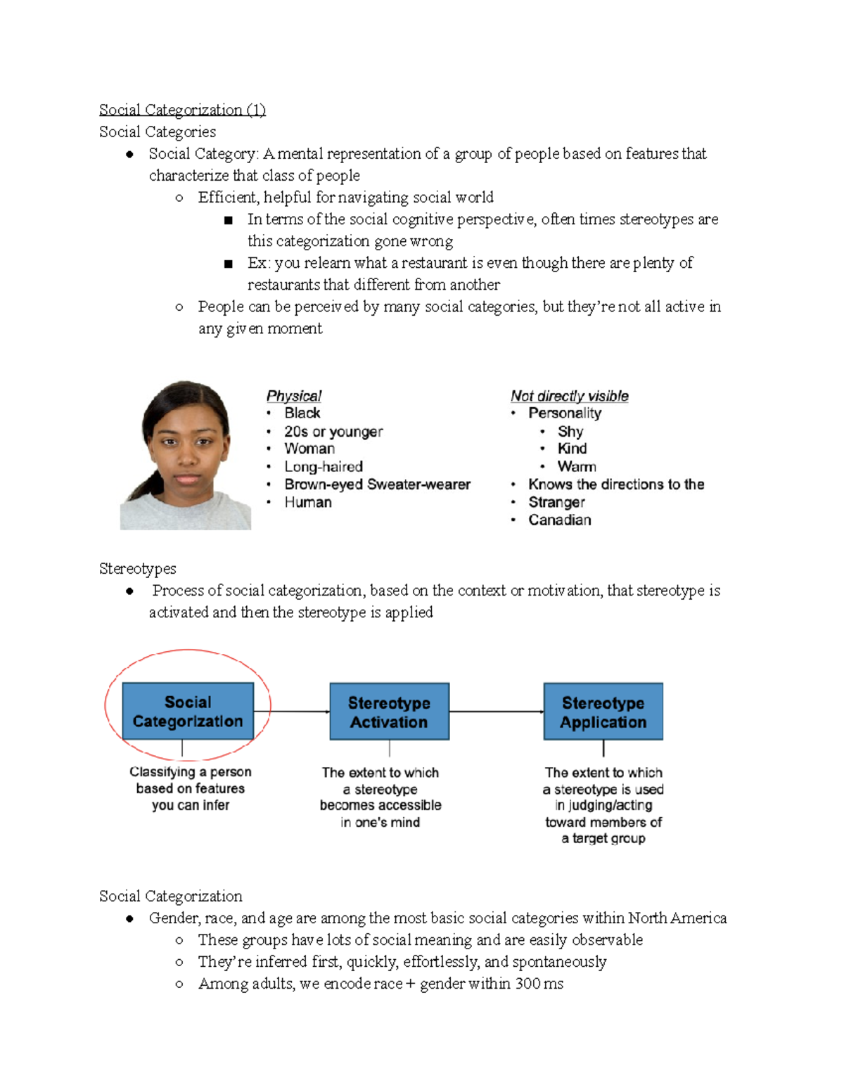 PSYC 331-Lecture 11 - Teacher is Dr. Jordan Axt. - Social Categorization (1) Social Categories ...