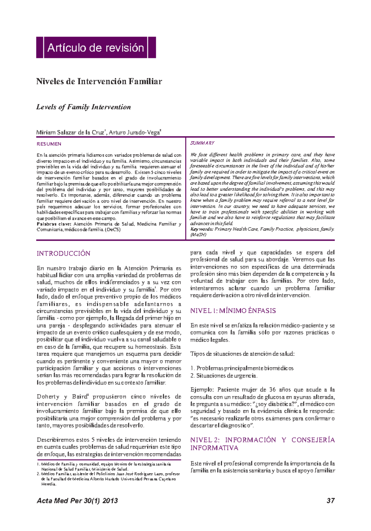 5. Sesión 5 Niveles de Intervención Familiar - Salud Pública - USMP ...