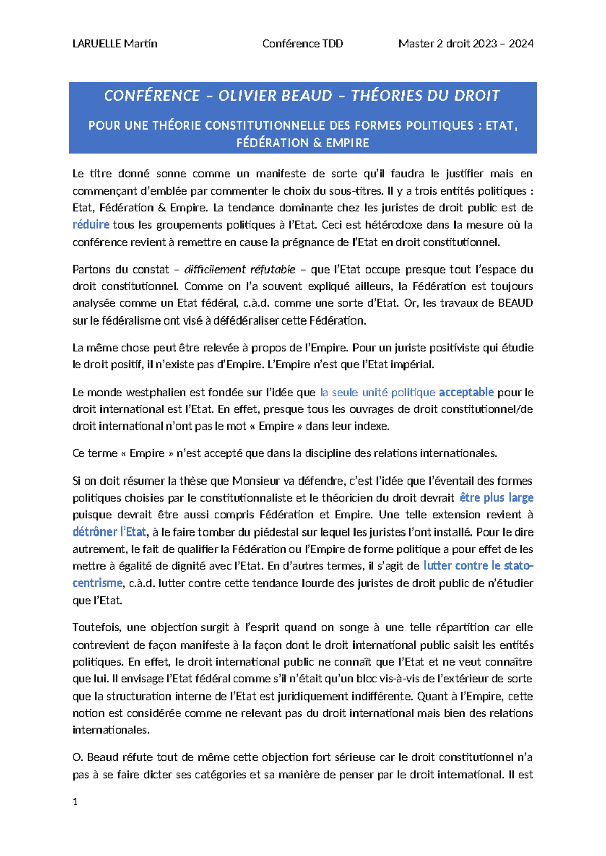 Conférence d'Olivier Beaud - CONFÉRENCE – OLIVIER BEAUD – THÉORIES DU DROIT POUR UNE THÉORIE ...