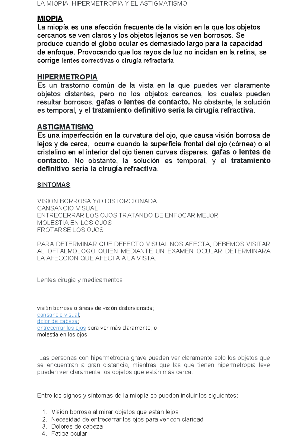 Defectos refractivos - PRACTICAS DE LAS CLASES DE OFTALMOLOGIA - LA ...