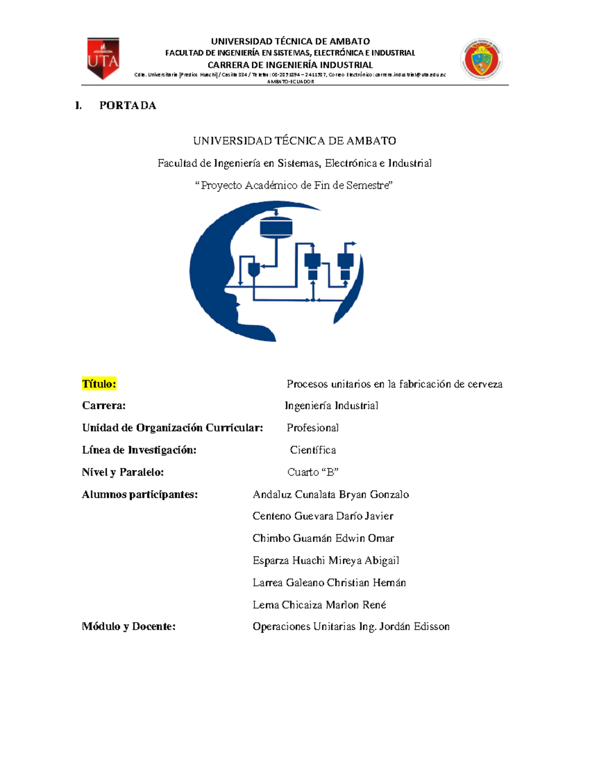 Proyecto Operaciones Unitarias - Warning: TT: undefined function: 32 Warning: TT: undefined ...