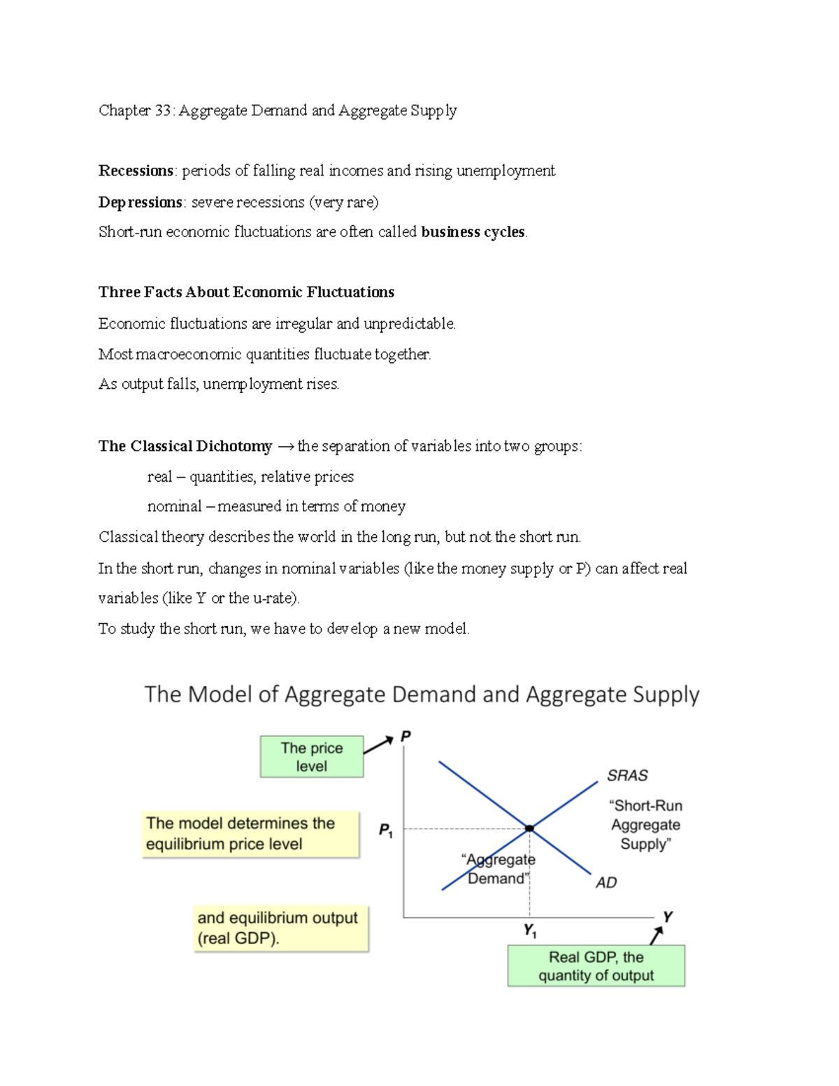 Chapter 33 Lecture Notes - Chapter 33: Aggregate Demand and Aggregate ...