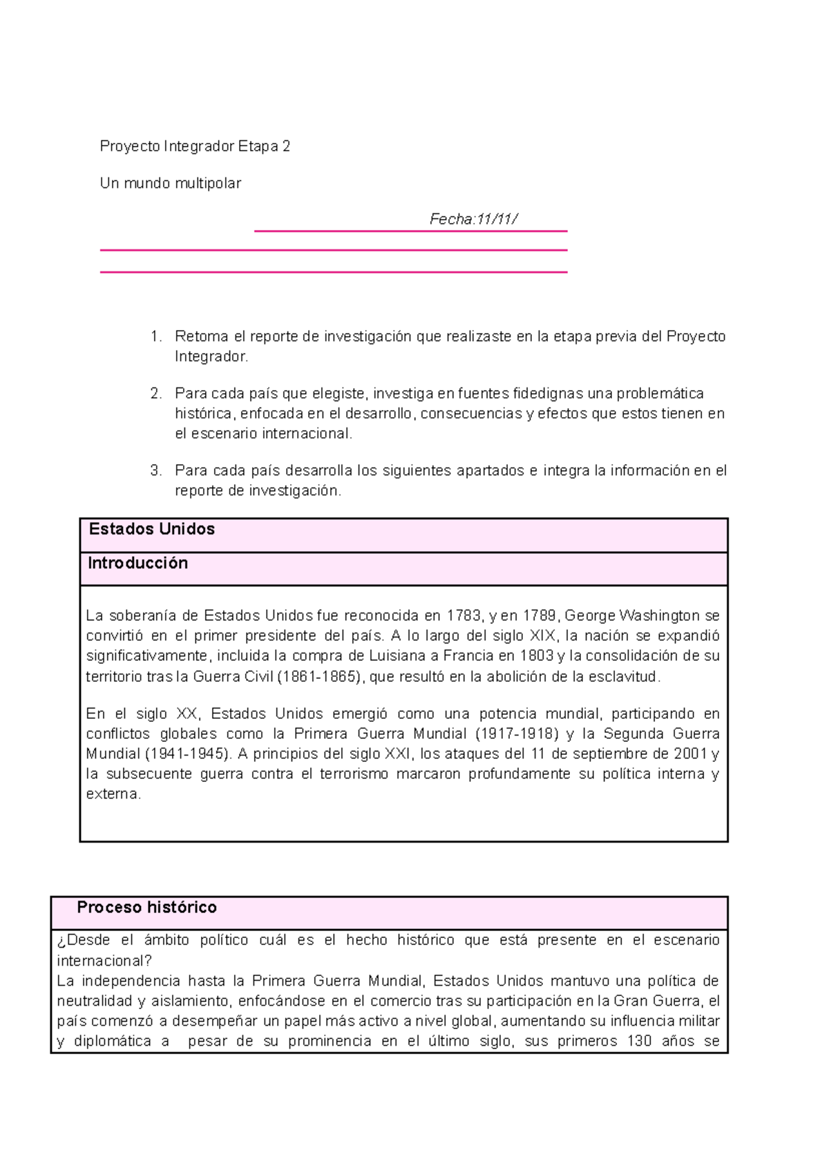 Grador Etapa 2 - Espero sirva - Proyecto Integrador Etapa 2 Un mundo multipolar Fecha:11/11/ 1 ...